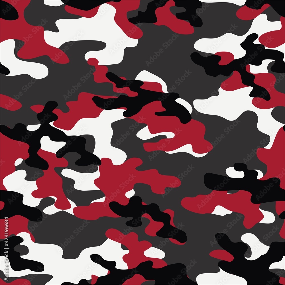 Abstract seamless military red camo texture for print. Forest ...