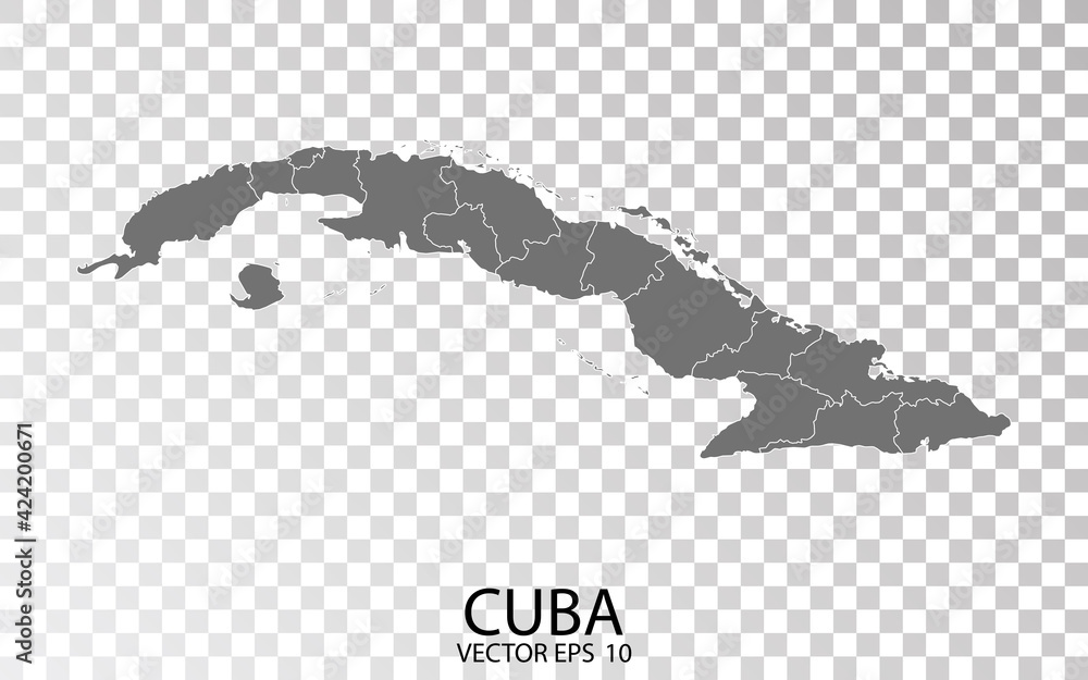 Transparent - High Detailed Grey Map of Cuba. Vector Eps 10. Stock ...