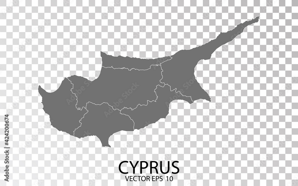 Transparent - High Detailed Grey Map of Cyprus. Vector Eps 10. Stock ...