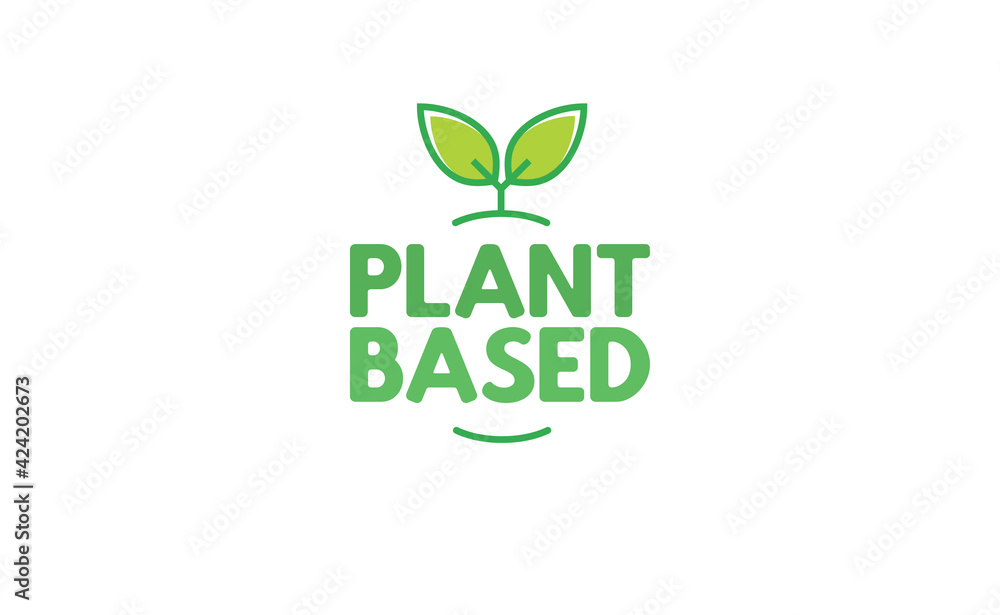 Plant based hand made text, hand drawn lettering style with leaves ...