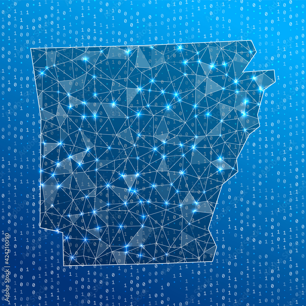 Network map of Arkansas. Us state digital connections map. Technology ...
