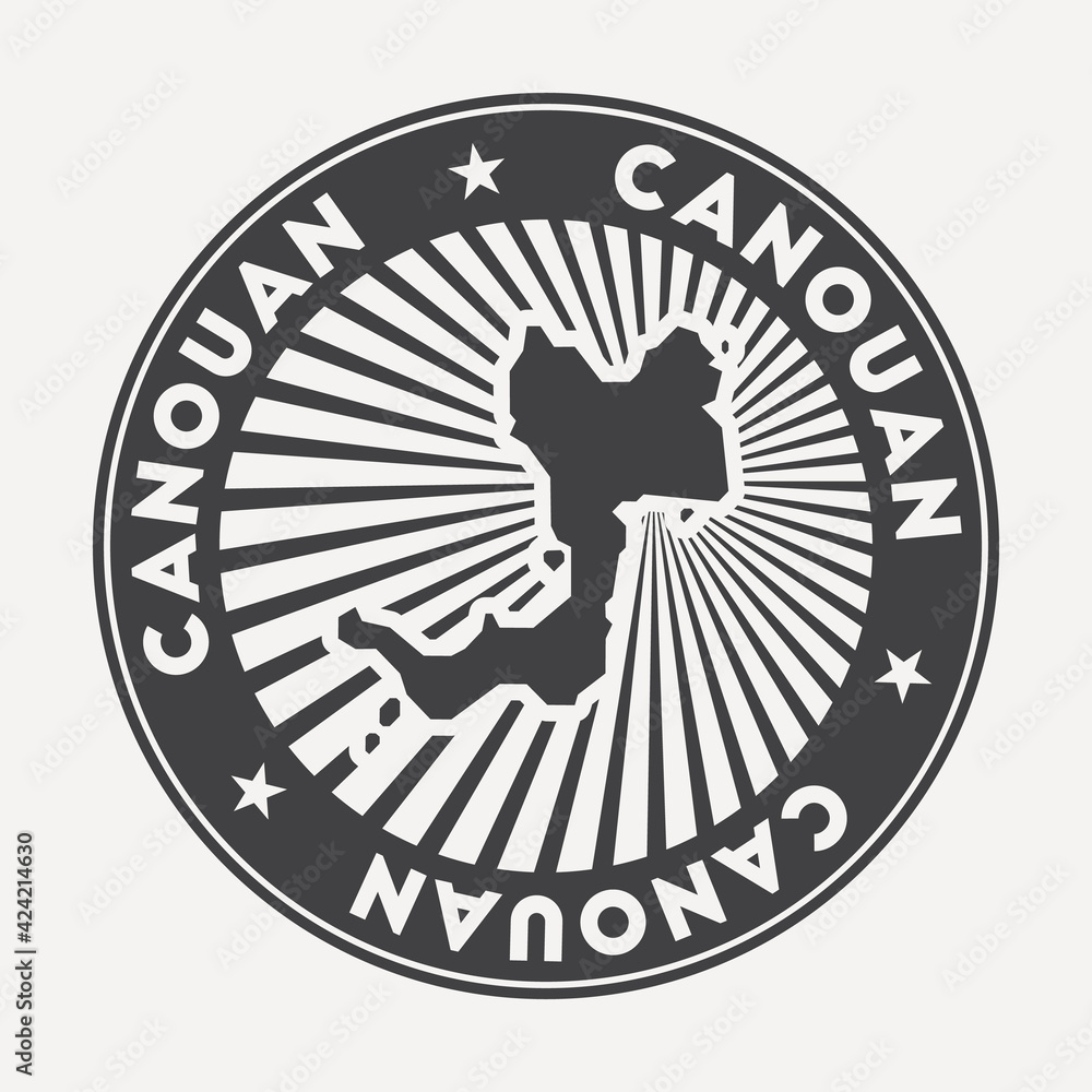 Canouan round logo. Vintage travel badge with the circular name and map ...