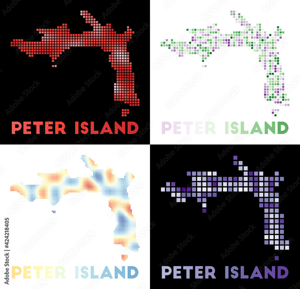 Peter Island map. Collection of map of Peter Island in dotted style ...