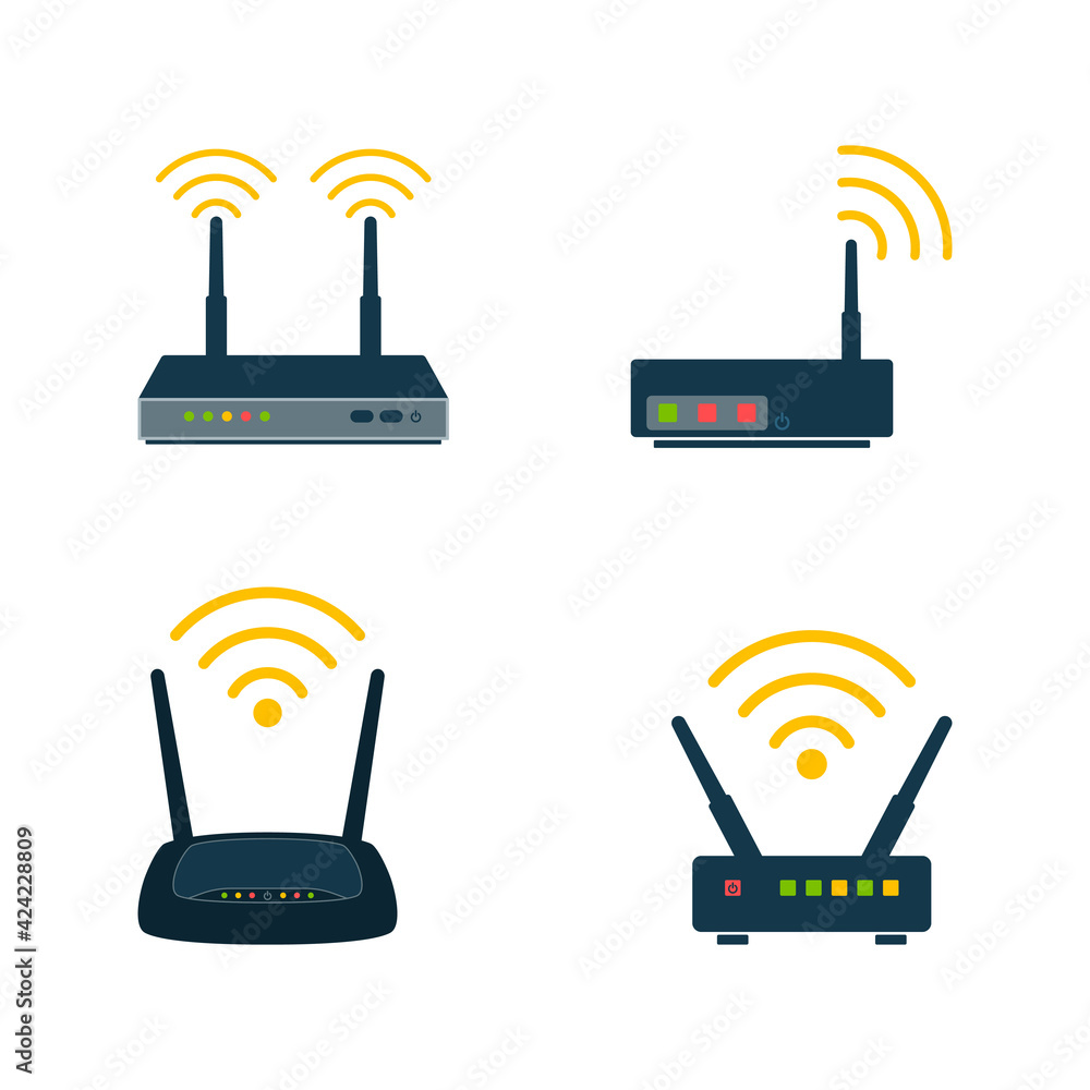 Router flat icon. Vector router. Router and signal symbol. Wi-Fi router ...