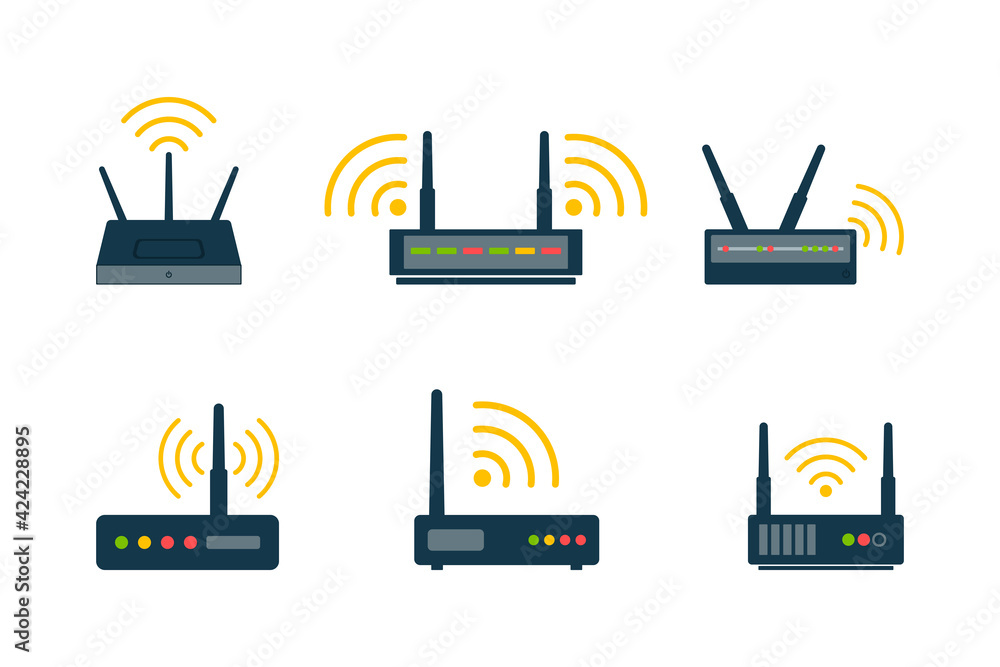 Router flat icon. Vector router. Router and signal symbol. Wi-Fi router ...