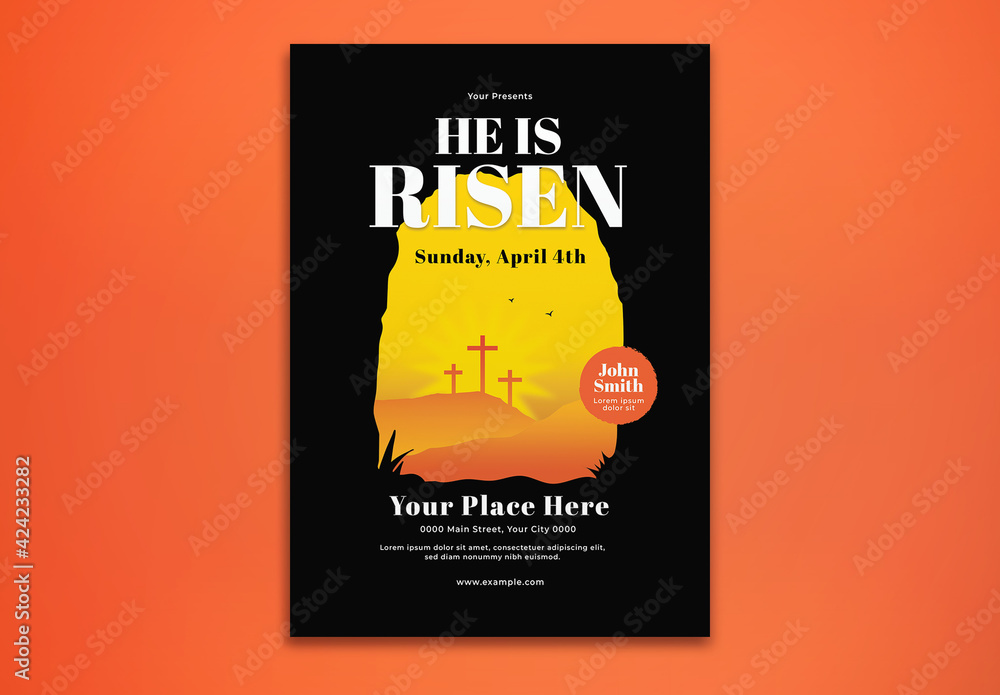He Is Risen Flyer Stock Template | Adobe Stock