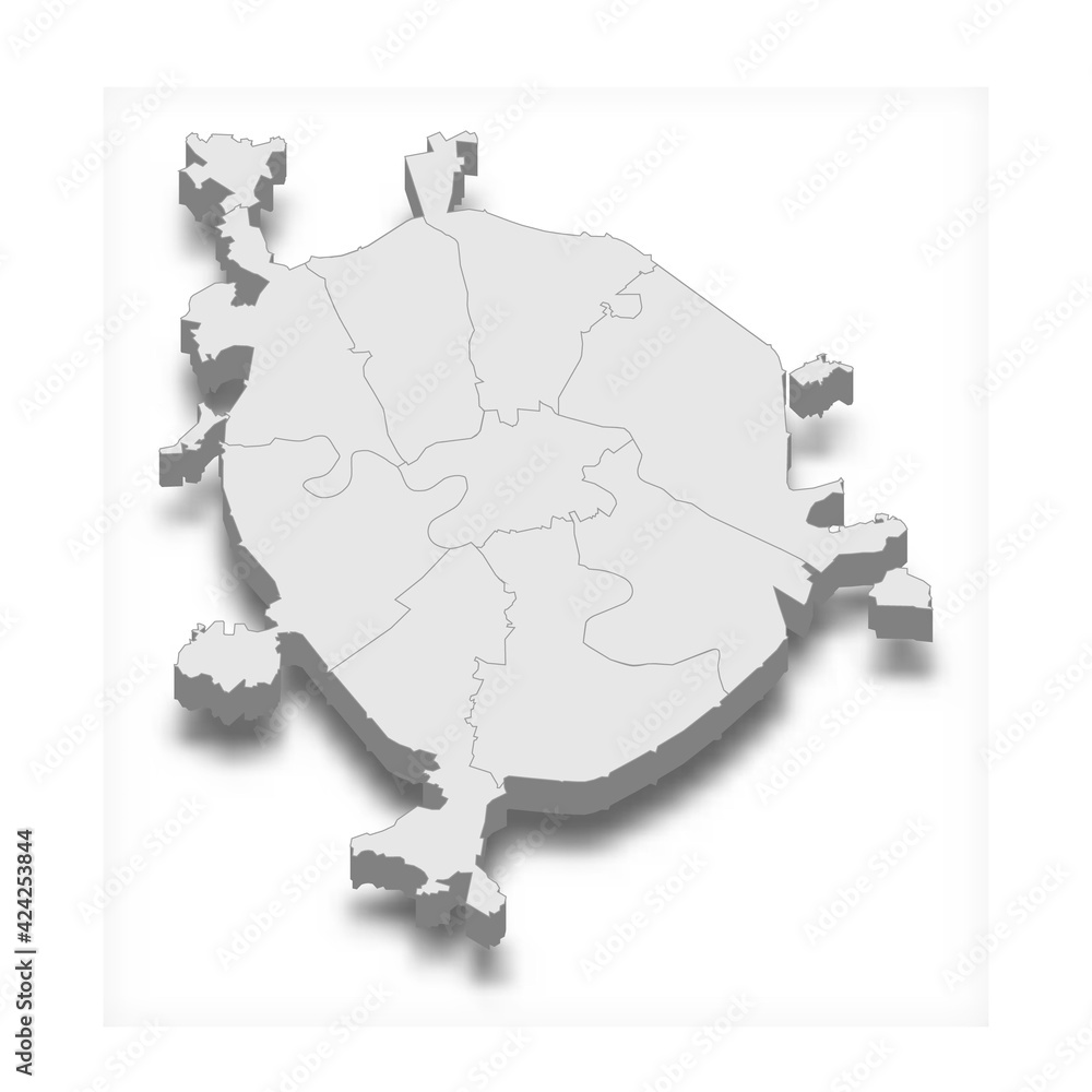 3d isometric map of Moscow City is a Capital of Russia Stock Vector ...