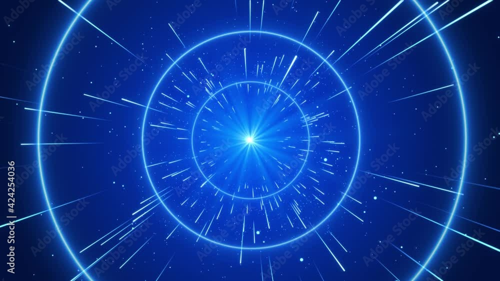 4K Loop Shooting Falling Stars, Lightspeed Space Journey, Blue Glowing ...