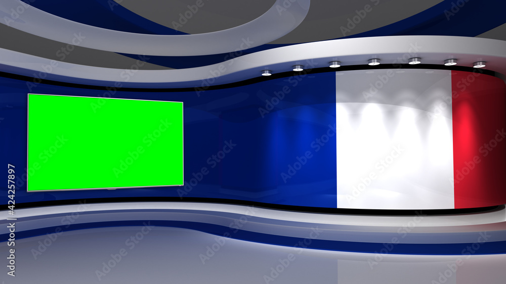 France flag . TV studio. France flag background. France flag studio. News studio. The perfect ...