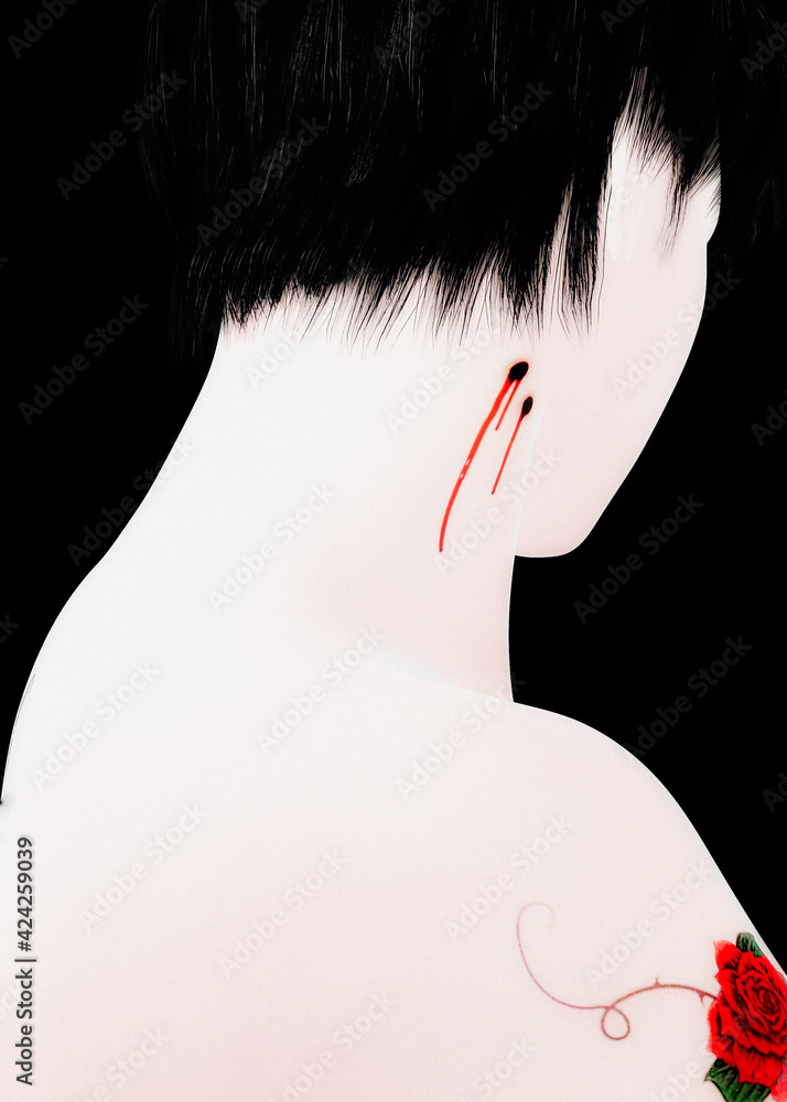 Vampire Biting Neck Drawing