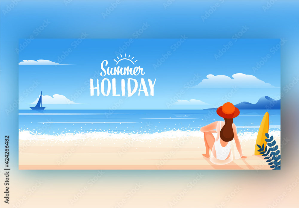 Summer Holidays Web Banner Layout Stock Template | Adobe Stock
