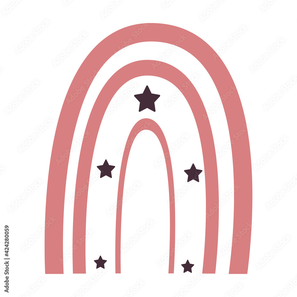 Pink rainbow trendy isolated on white background. Minimal design ...