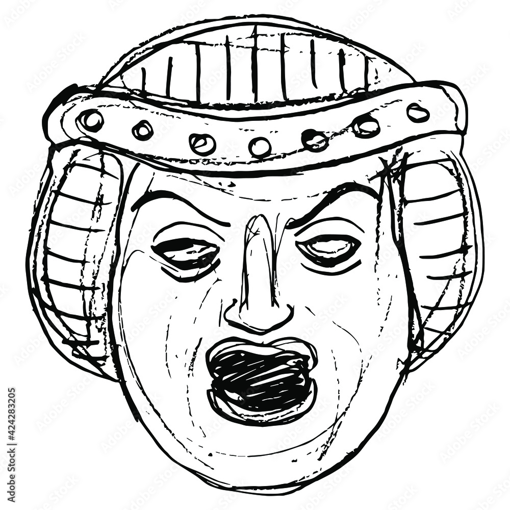 Ancient Greek Hellenistic theatre mask from Turkey. Human angry face ...