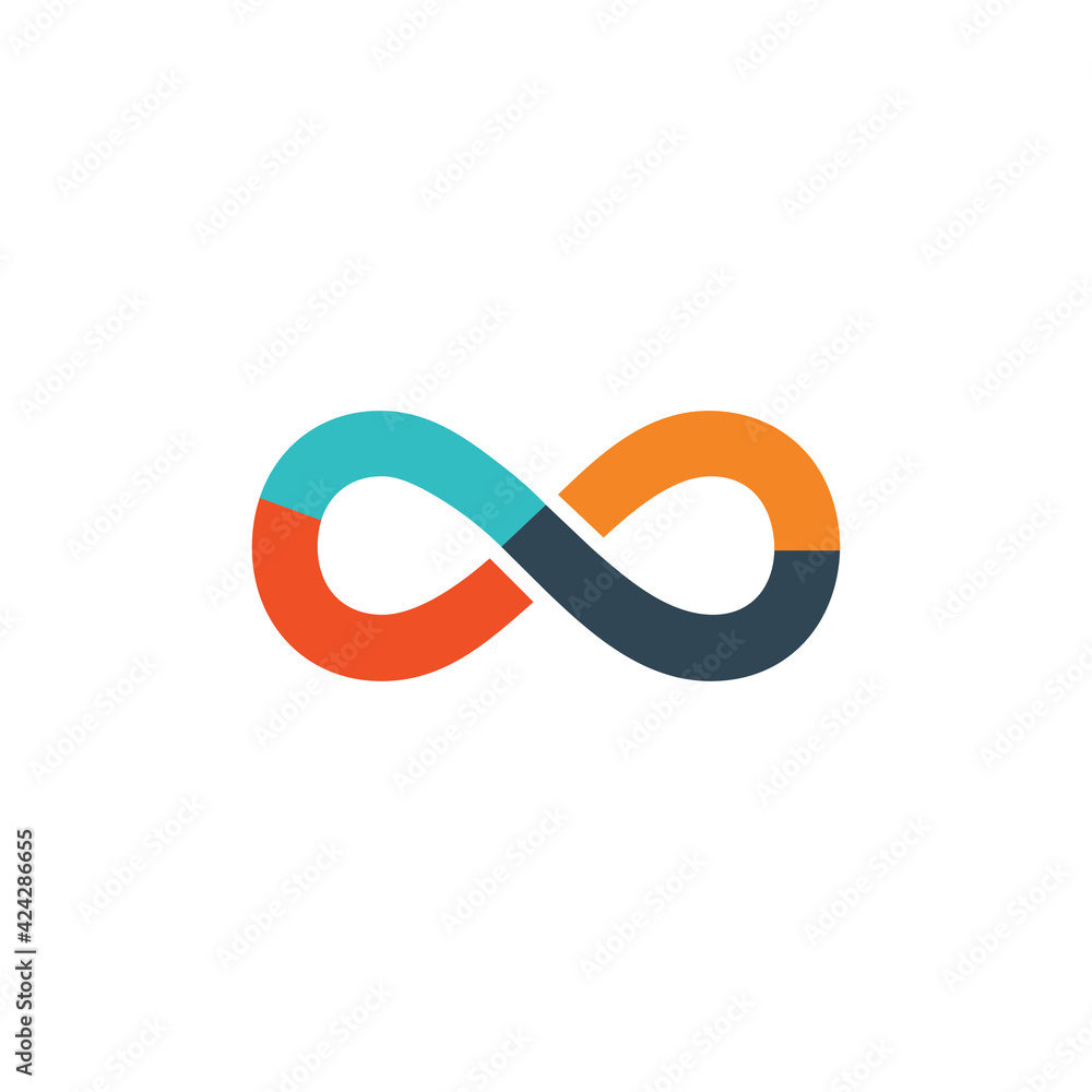 Infinity loop timeline infographic with 4 options or steps. Stock ...