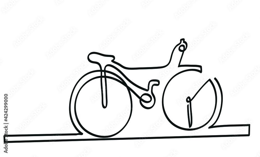 One line drawing of bicycle. One continuous line drawing of bicycle ...