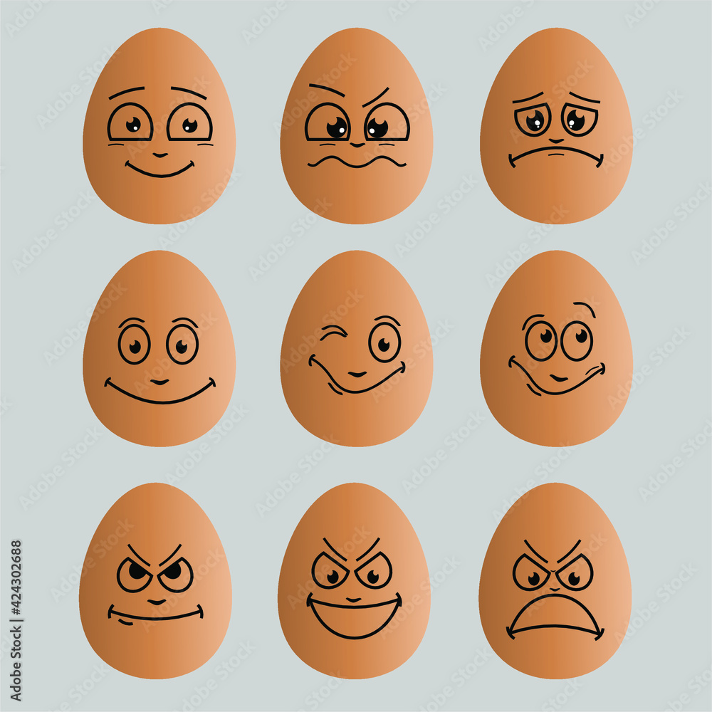 Vector set of egg faces Stock Vector | Adobe Stock