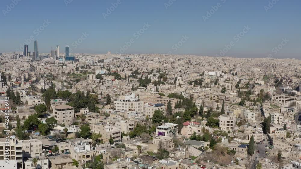Drone video of the historic center and downtown with skyscrapers ...