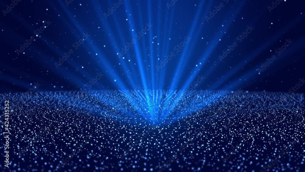 Abstract 4K Blue shining glitter particles 4K 3D Loop Animation New Motion Background. Light ...