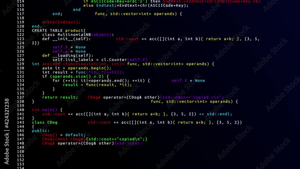 Source Code Scrolling 4k Loop Animation Program Code Hacking Process Hacker Display With Glich