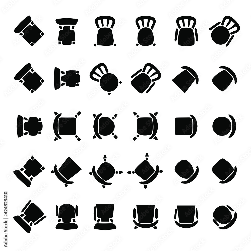Plakat iconos de sillas, diferentes modelos de sillas, sillas en ...