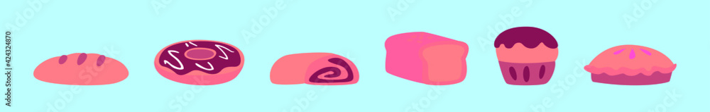set of bakery cartoon icon design template with various models. vector ...