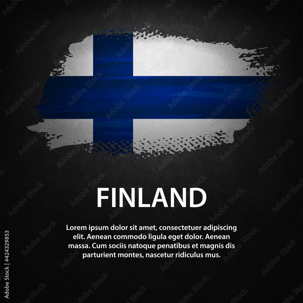 Finland Flag Black Background Stock Vector | Adobe Stock