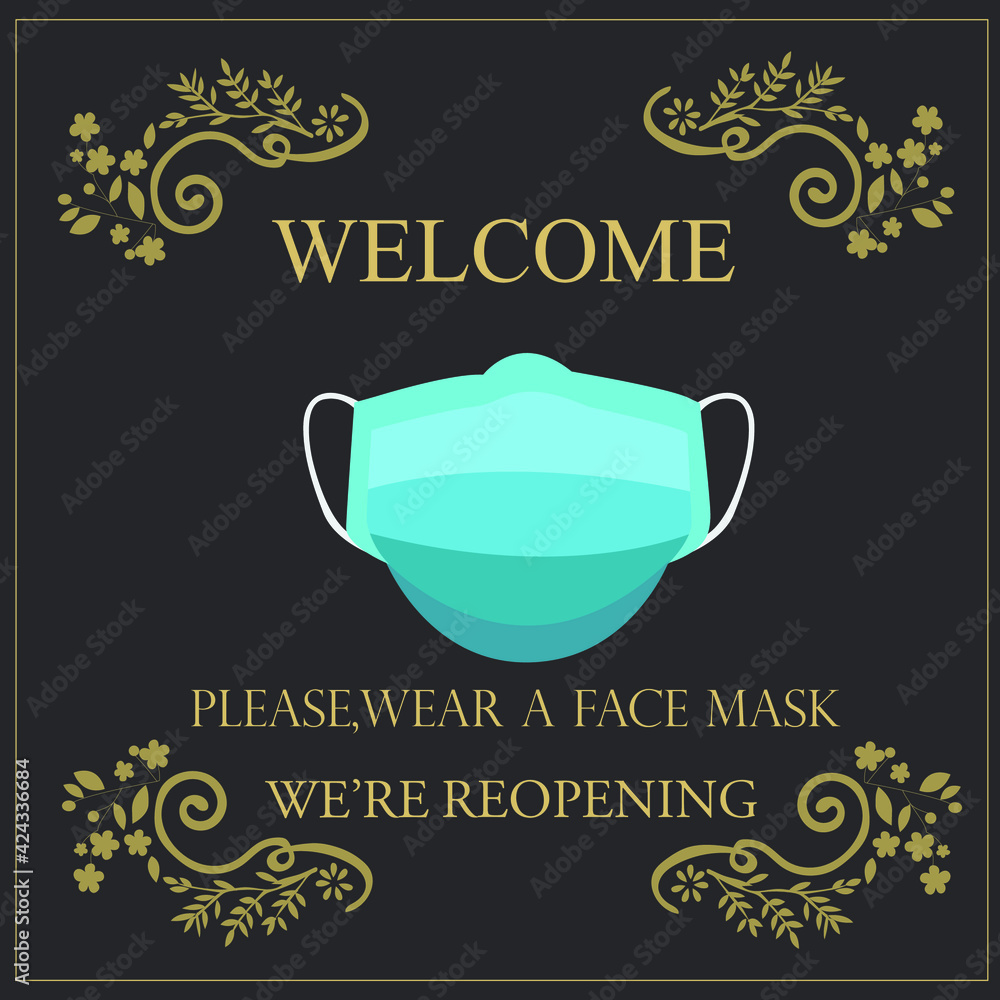 Please wear a face mask. door sign, banner, blog Stock Vector | Adobe Stock