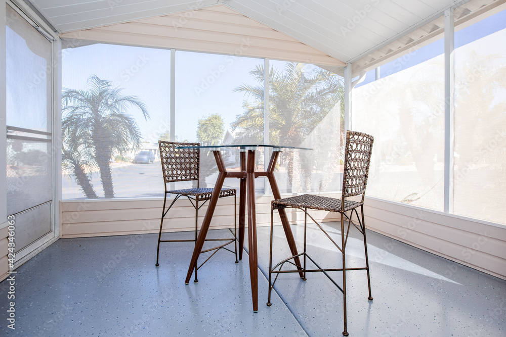 Vintage Patio Room With Screens Also Known As An Arizona Sunroom Stock ...
