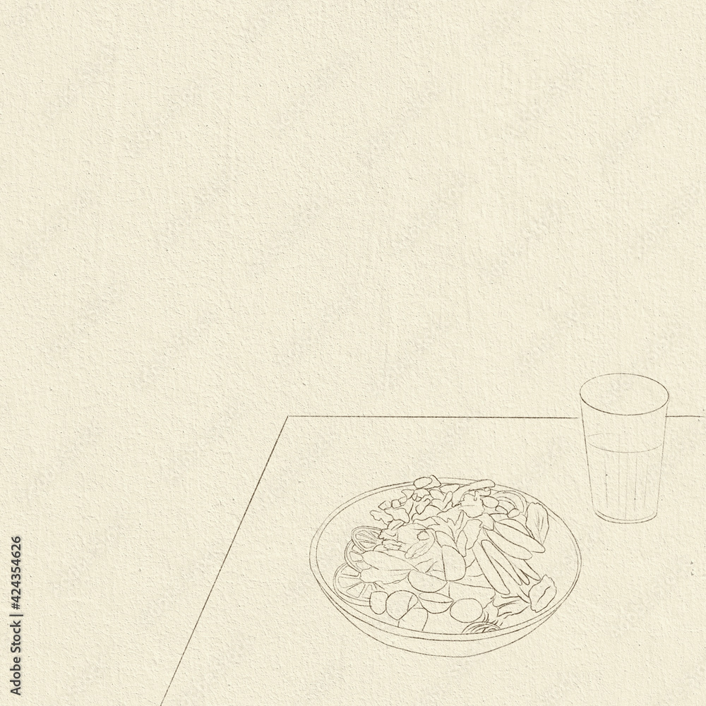 Healthy food background simple line drawing Stock Illustration | Adobe ...