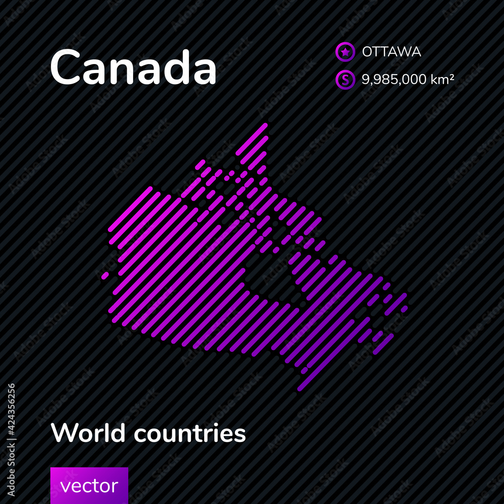 Vector creative digital neon flat line art abstract simple map of ...