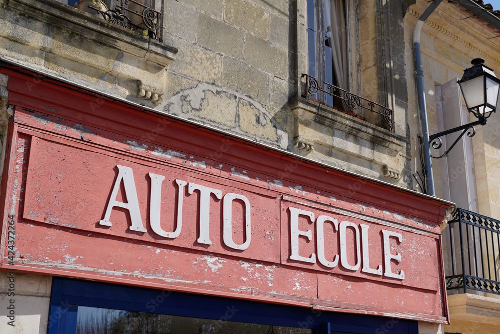 driving school old signage in french text auto ecole vintage ancient on ...