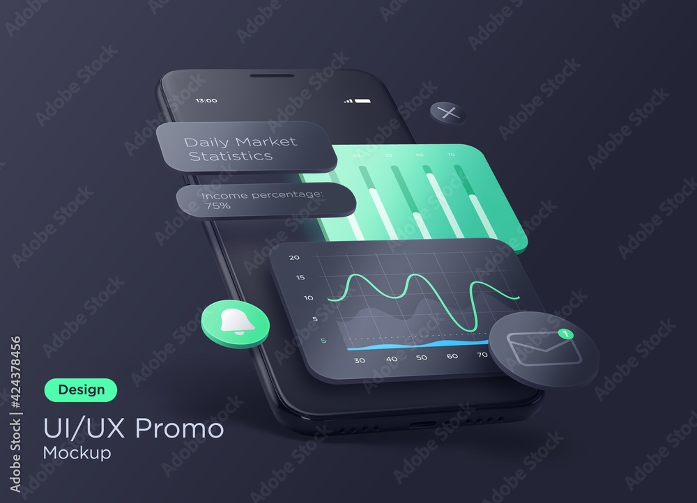 Realistic modern black smartphone mockup design for the mobile ...