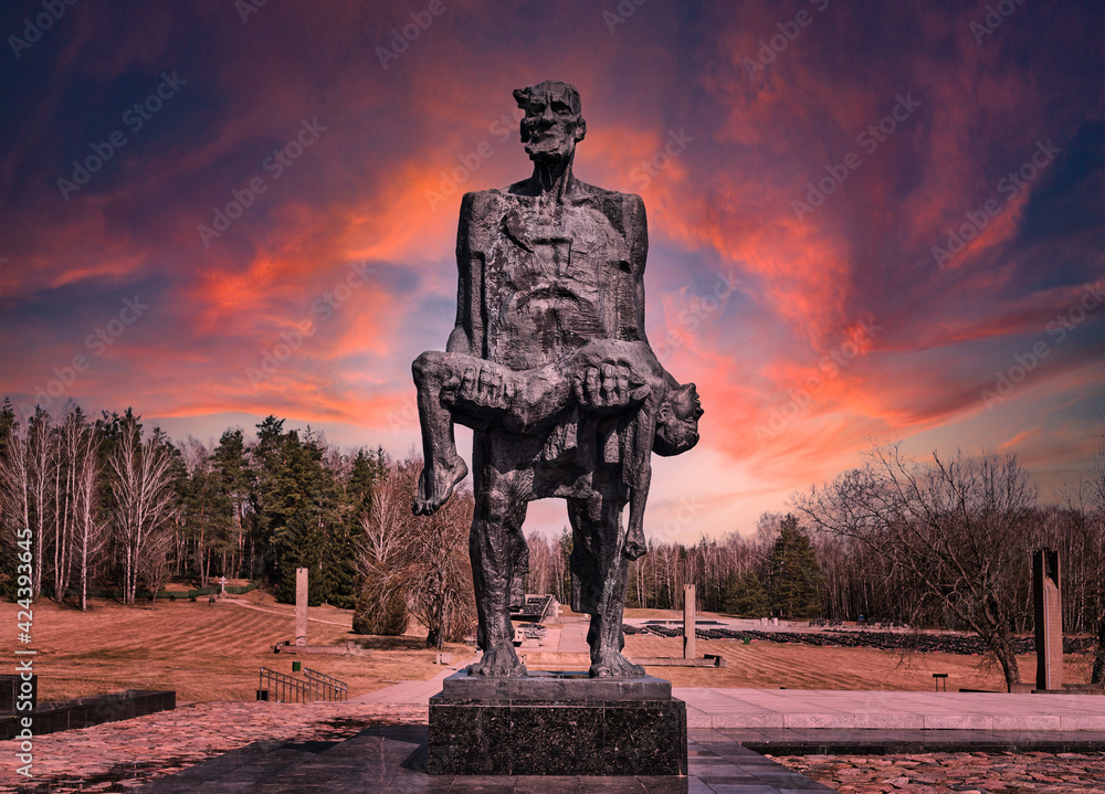 Khatyn, Belarus - March 31 2021: "The Unsubdued Man" depicts the only ...