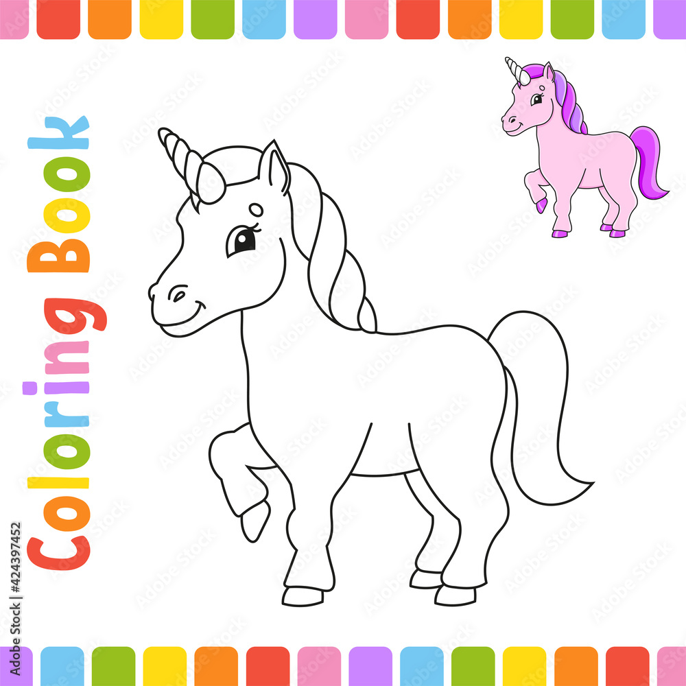 Coloring book for kids. Cheerful character. Vector illustration. Cute ...