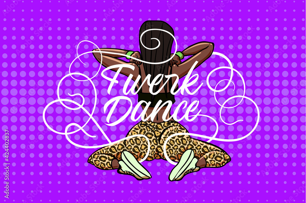 Twerk poster design. Cartoon style girl. Poster for booty dance course ...