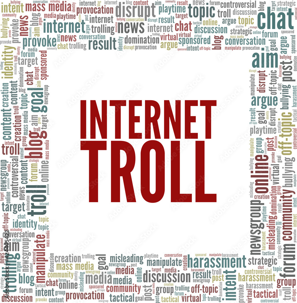 Internet Troll vector illustration word cloud isolated on a white ...