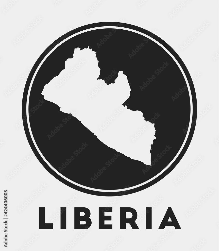Liberia icon. Round logo with country map and title. Stylish Liberia ...