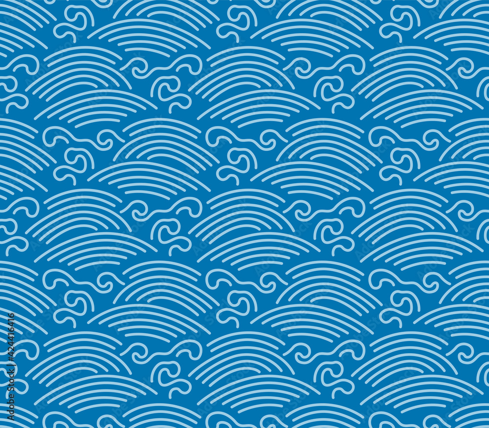 Japanese Ocean Wave Vector Seamless Pattern Stock Vector | Adobe Stock