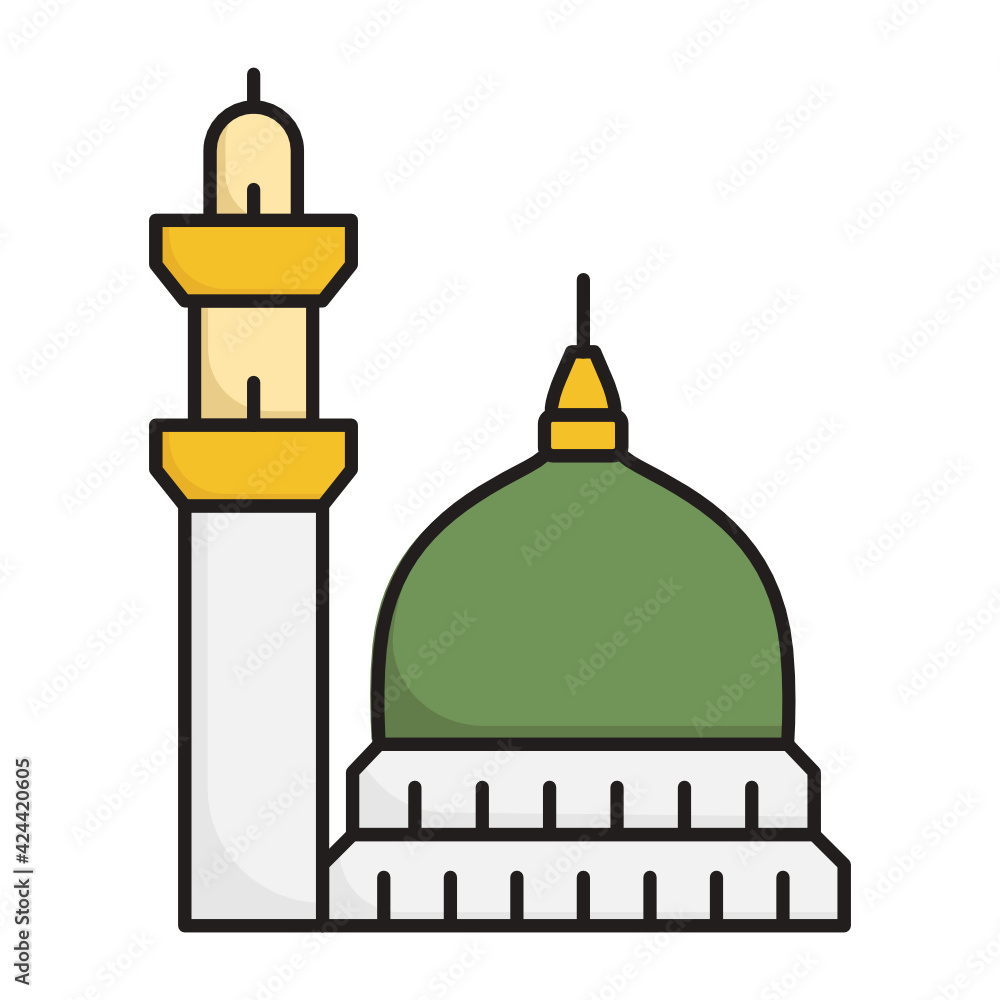 Medina city holy Concept stock illustration, Minar Prophet Mosque ...