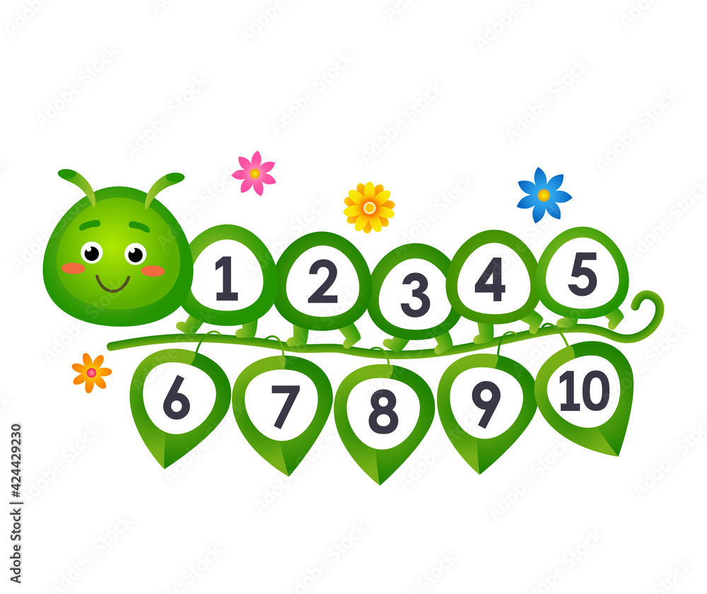 child study allowance for counting up to 10. cute caterpillar with ...