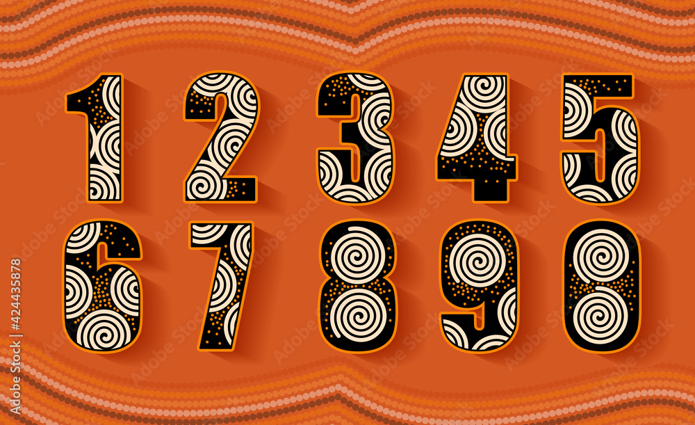 Numbers in aboriginal art style Stock Vector | Adobe Stock