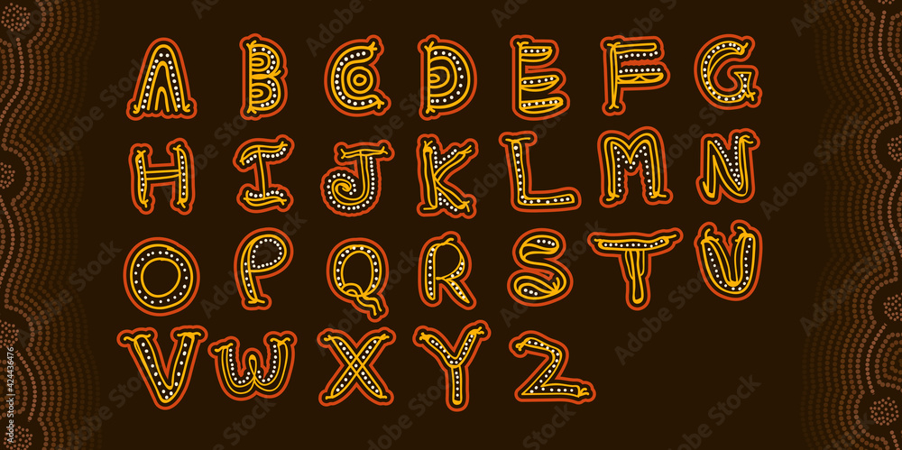 Lettering with aboriginal art Stock Vector | Adobe Stock