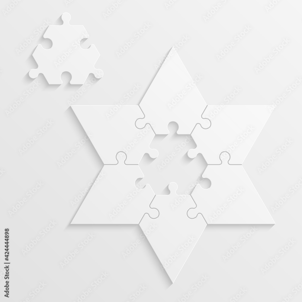 Simple star puzzle six piece round business presentation. Circle star ...
