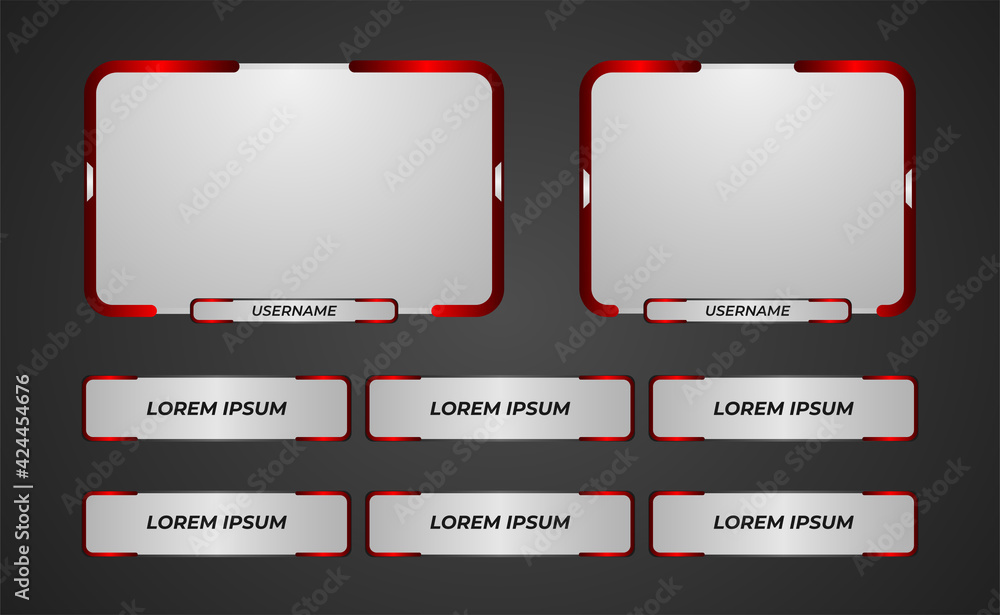 gradient red twitch panel overlay for online game streaming in modern ...