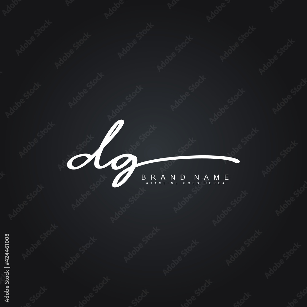 Initial Letter DG Logo - Handwritten Signature Style Logo Stock Vector ...