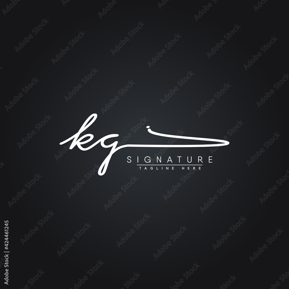 Initial Letter KG Logo - Handwritten Signature Logo Stock Vector ...