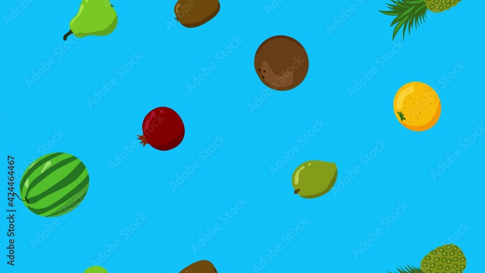 Video Stock group of fruits animation, blue screen, removable ...