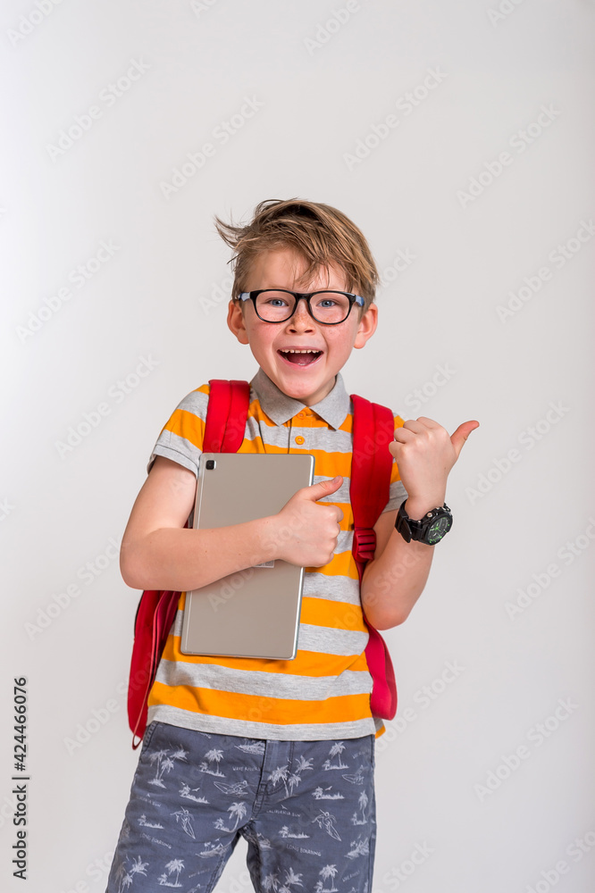 Funny child portrait, shocked, surprised, funny looking boy with ...