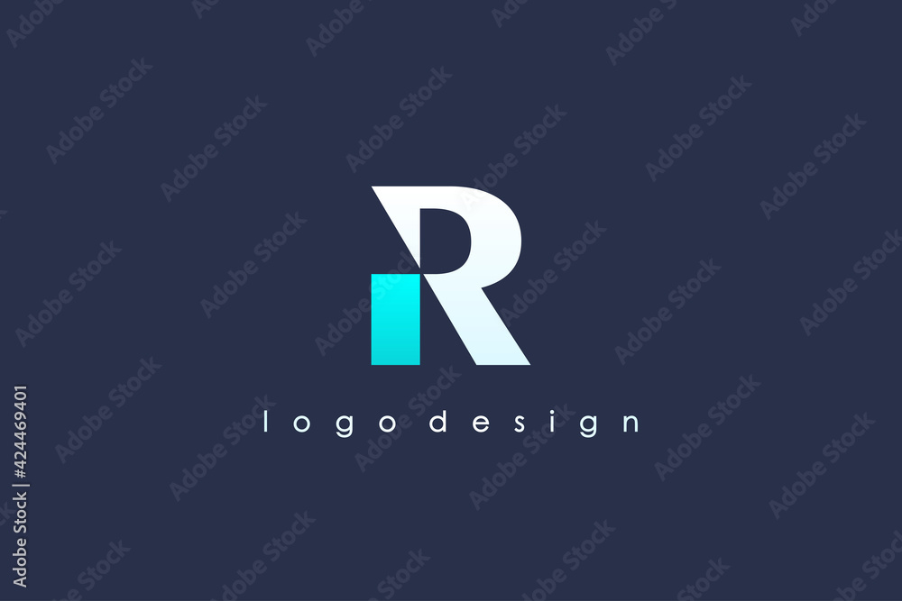 Modern Initial Letter R Logo. Blue and White Geometric Shape isolated ...