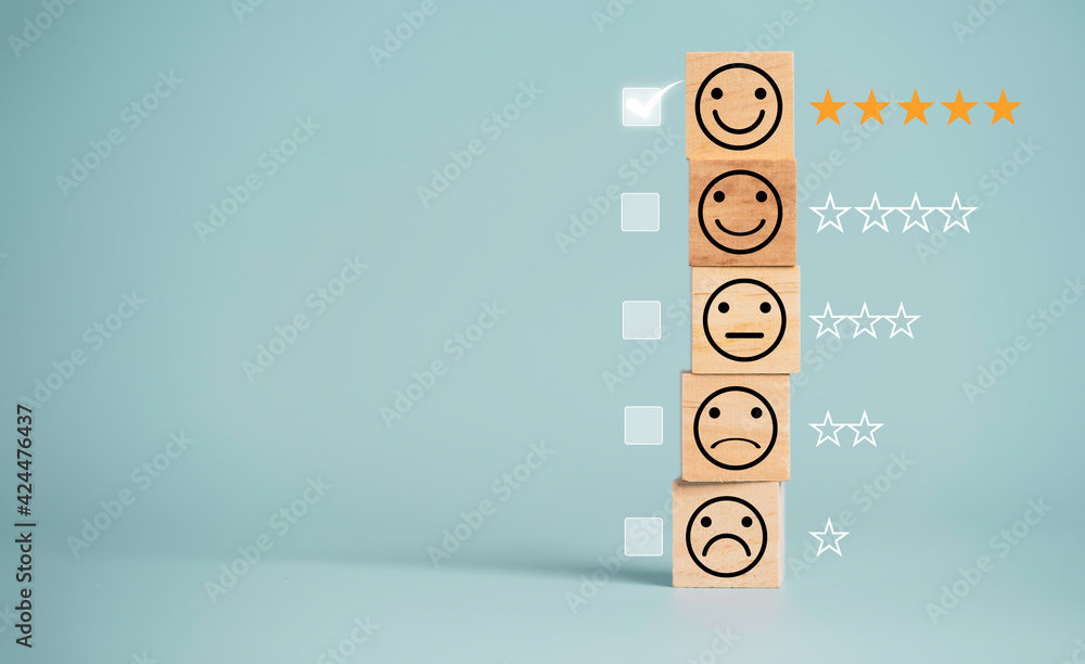 Customer satisfaction survey concept, human face icons print screen on ...